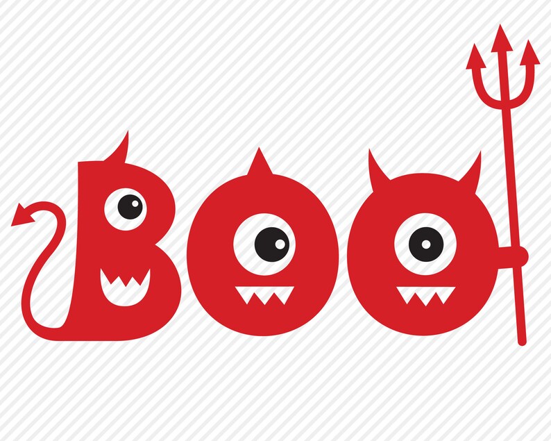Boo SVG, Cut File, Cute Halloween Shirt Design, Funny Little Red Devil ...