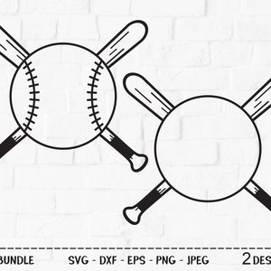 Crossed Bats & Ball Bundle SVG, Cut File, Sports Shirt Design, Baseball ...