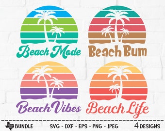 Sunset Bundle SVG, Cut File, Summer Sun, Palm Tree, Sunshine, Ocean ...