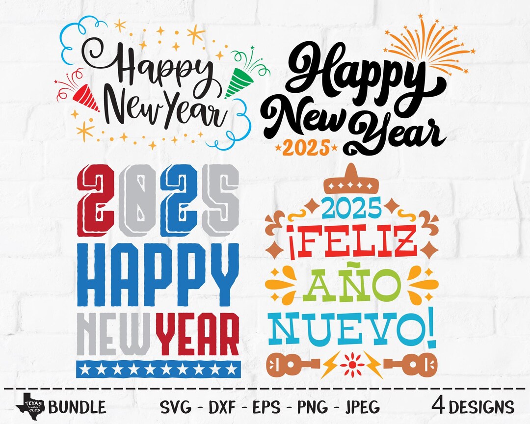 Happy New Year Bundle SVG, Cut File, Happy New Year's Shirt Design, New ...