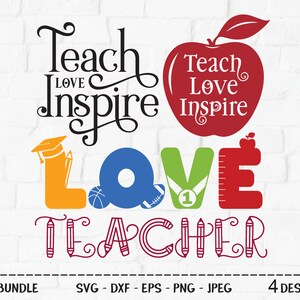 Teacher Bundle SVG, Cut File, Teacher Shirt Design, Love School, Pencil ...