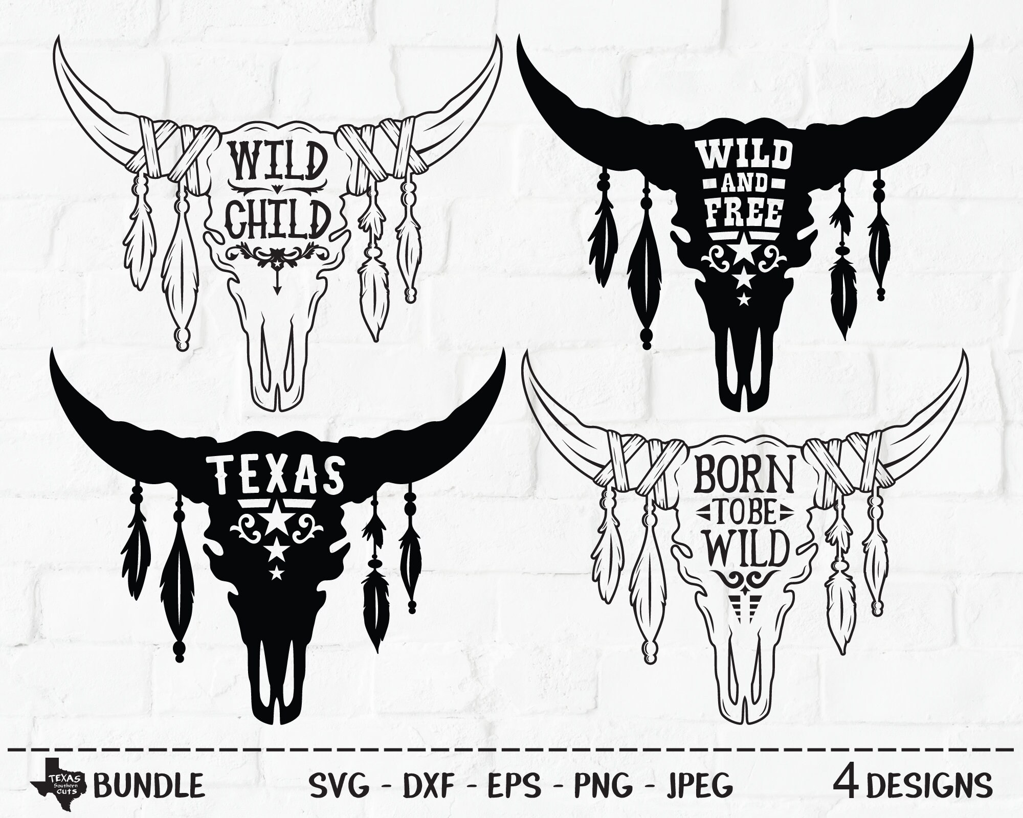 Bull Skull Bundle SVG, Cut File, Southern Cow Skull Shirt Design ...