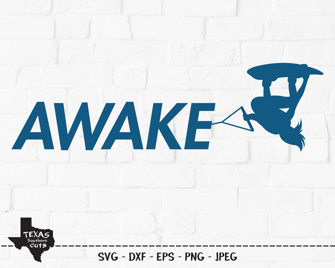 Awake SVG, Cut File, Wakeboarding Sport Vector, Surfing Wake Design ...
