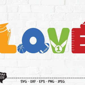 Love SVG, Cut File, Teacher Shirt Design, Teachers School Decor, Apple ...