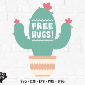 Free Hugs! SVG, Cut File, Funny Cactus Shirt Design, Cactus Plant ...