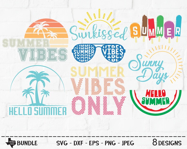 Summer Bundle SVG, Cut Files, Vacation Shirt Design, Sunkissed ...