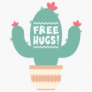 Free Hugs! SVG, Cut File, Funny Cactus Shirt Design, Cactus Plant ...