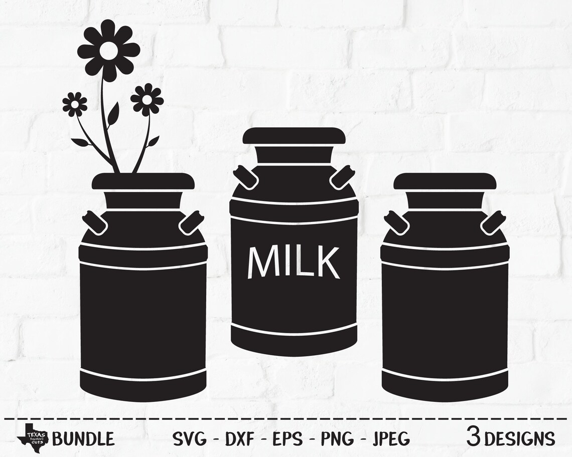 Milk Can Bundle SVG Cut Files Country Design Assets | Etsy