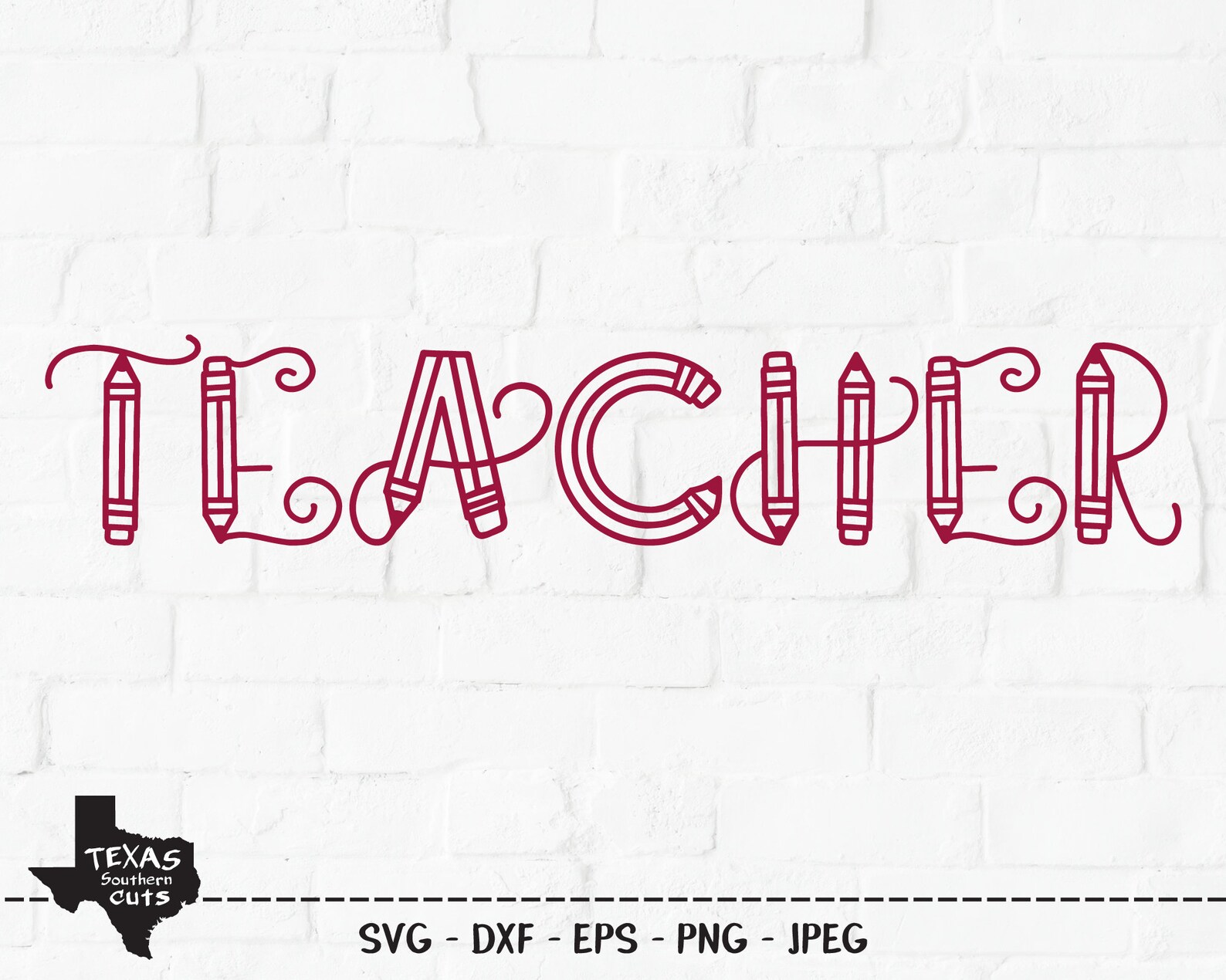 Teacher SVG Cut File Teacher Shirt Design Pencil Lettering | Etsy