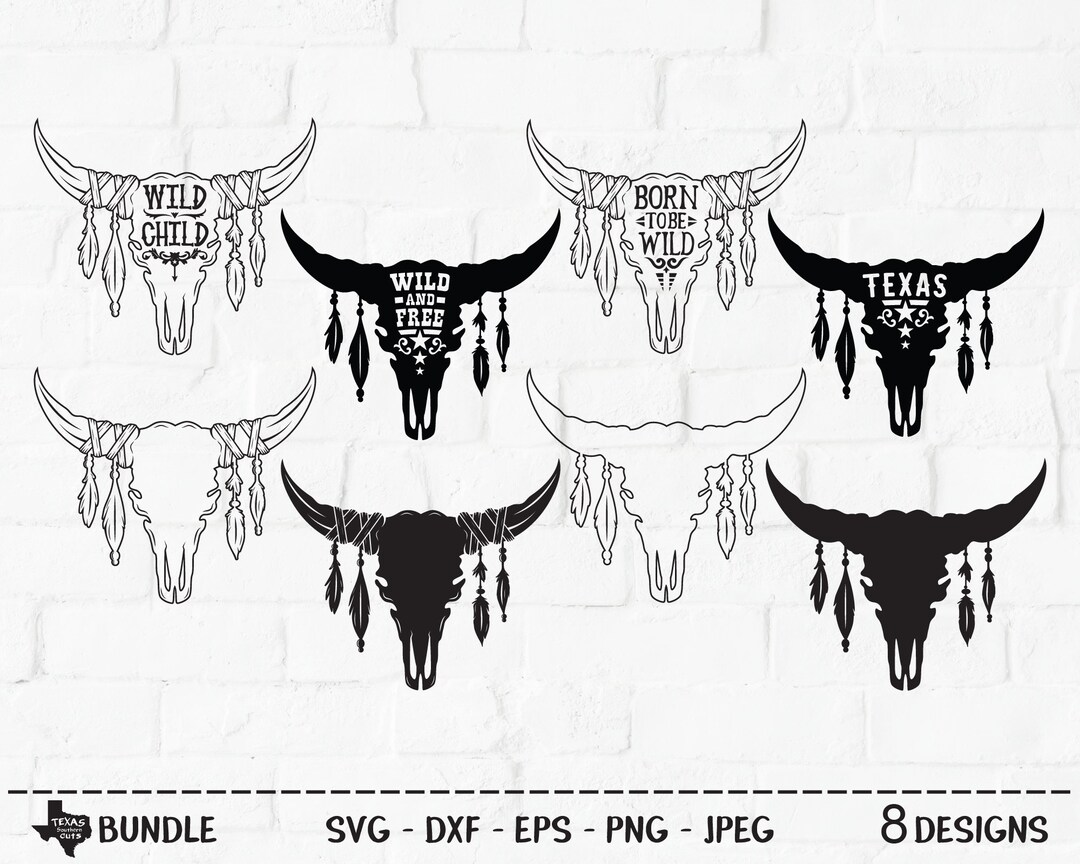 Bull Skull Bundle SVG, Cut File, Southern Cow Skull Shirt Design ...