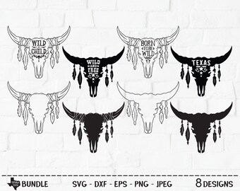 Bull Skull Bundle SVG, Cut File, Southern Cow Skull Shirt Design, Bull ...