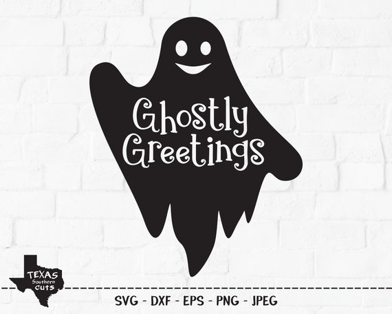 Ghostly Greetings SVG Cut File Halloween Shirt Design Cute - Etsy