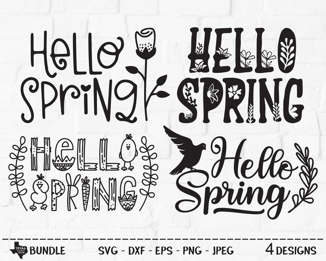 Hello Spring Bundle SVG, Cut File, Spring Shirt Design, Cute Dove, Bird ...