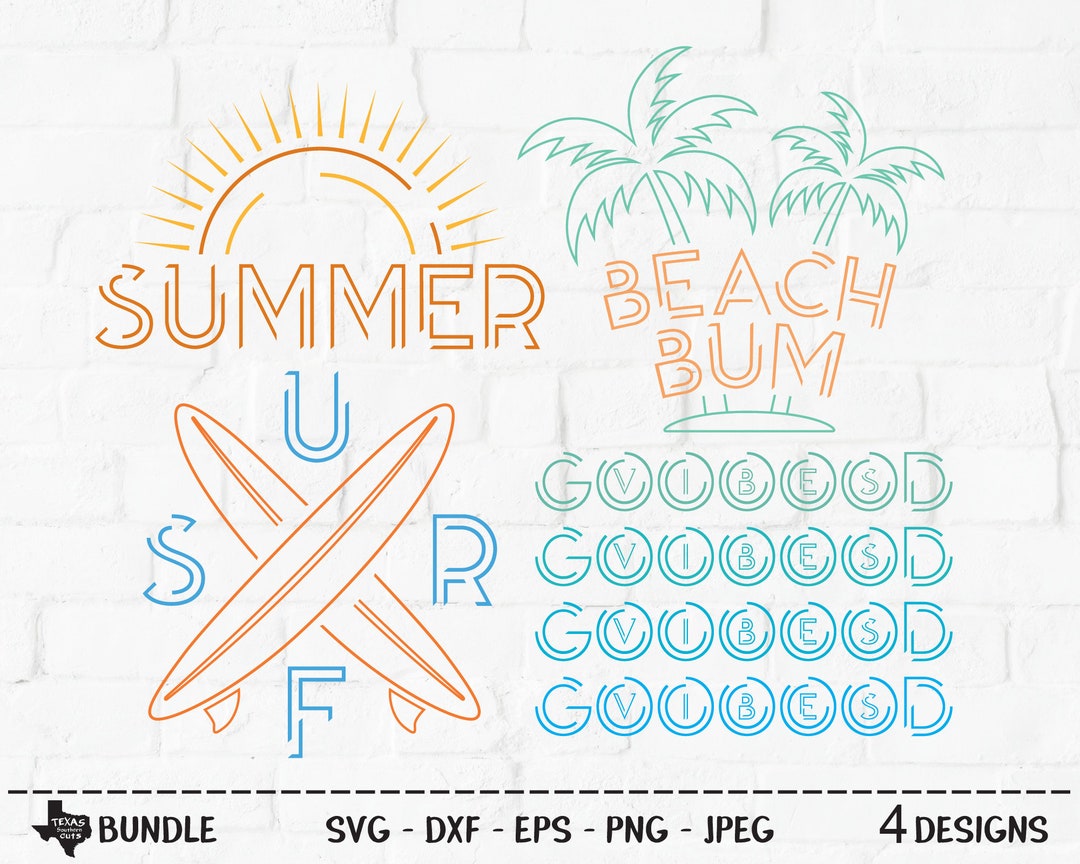 Summer Bundle SVG, Cut Files, Vacation Shirt Designs, Sunshine, Palm ...