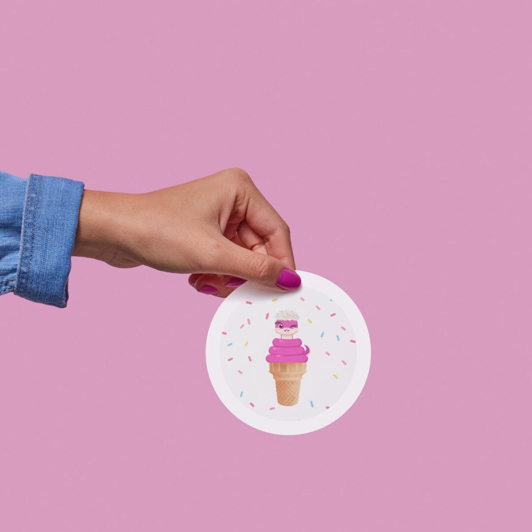 Kawaii Snake Ice Cream Cone Sticker: Fun Reptile Vinyl Decal - Etsy