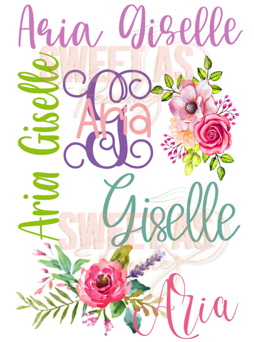 INSTANT DOWNLOAD Customizable Baby Girl Blanket floral 2 Theme for ...