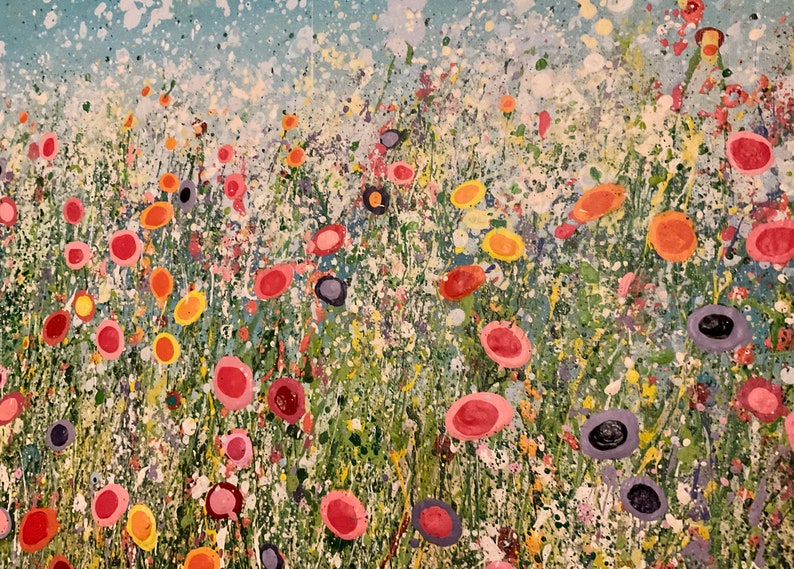 Jackson Pollock Inspired Flower Field Painting on Canvas Abstract ...