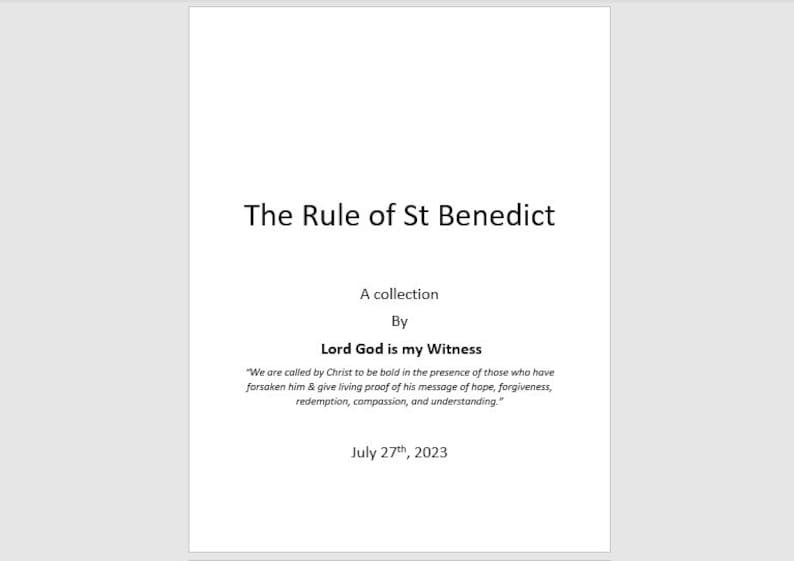 The Rule of Saint Benedict Booklet PDF Print File for Download - Etsy