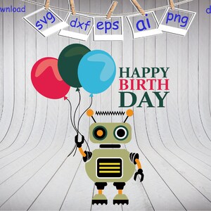Robots Birthday Party Svg, Robots Birthday Pack Svg, Robots Svg, Digital Download, Robots Bundle ...