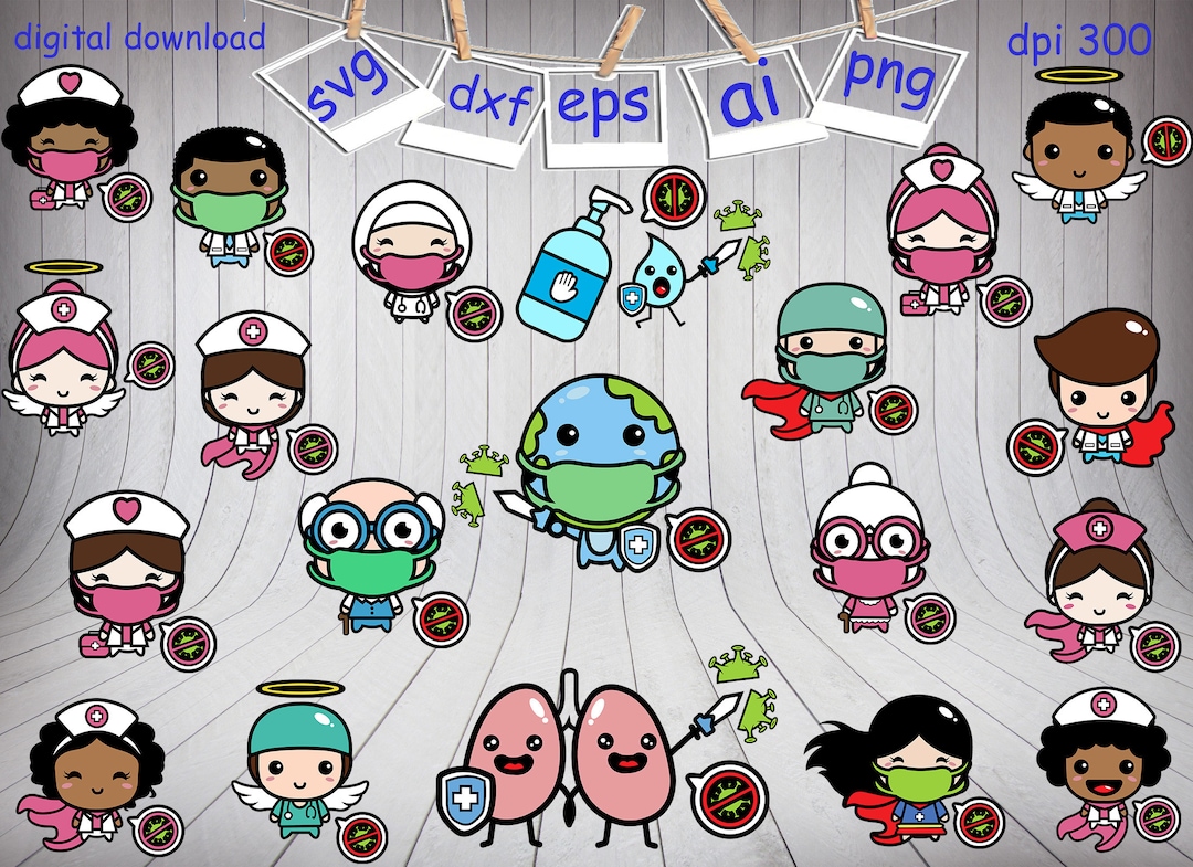 20 Medicals Chibi Svg Virus Svg Nurses Svg Doctors Svg - Etsy