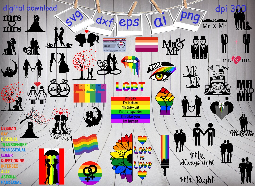 LGBT Svg Bundle , Mrs and Mrs Svg, Mr and Mr Svg, Couples Svg, Lesbian ...