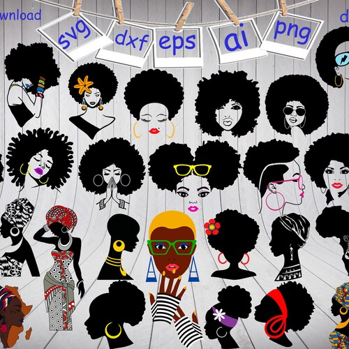 28 Afro Woman Bundle Svg Black Woman Svg Afro Girl Svg | Etsy
