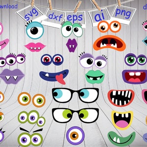 24 Halloween Faces for Party Svg, Happy Halloween Svg, Monsters Svg ...