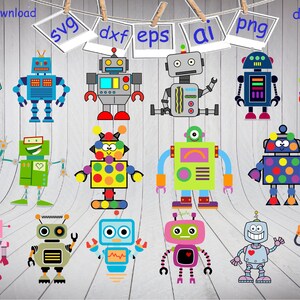 Robots Birthday Party Svg, Robots Birthday Pack Svg, Robots Svg, Digital Download, Robots Bundle ...