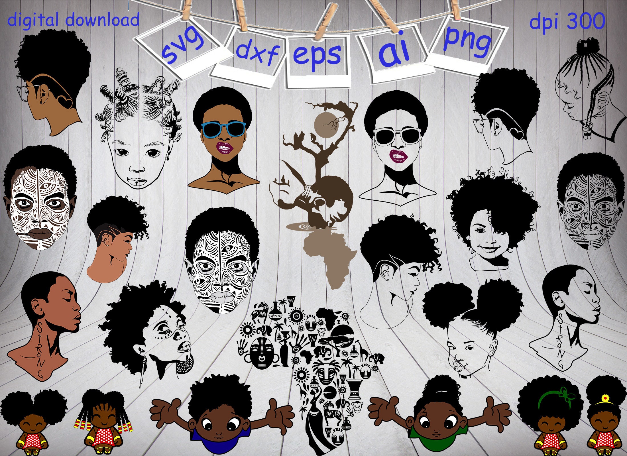 23 Afro Bundle Svg Afro Girl Svg Africa Map Svg Afro - Etsy
