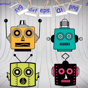 Robots Birthday Party Svg, Robots Birthday Pack Svg, Robots Svg, Digital Download, Robots Bundle ...