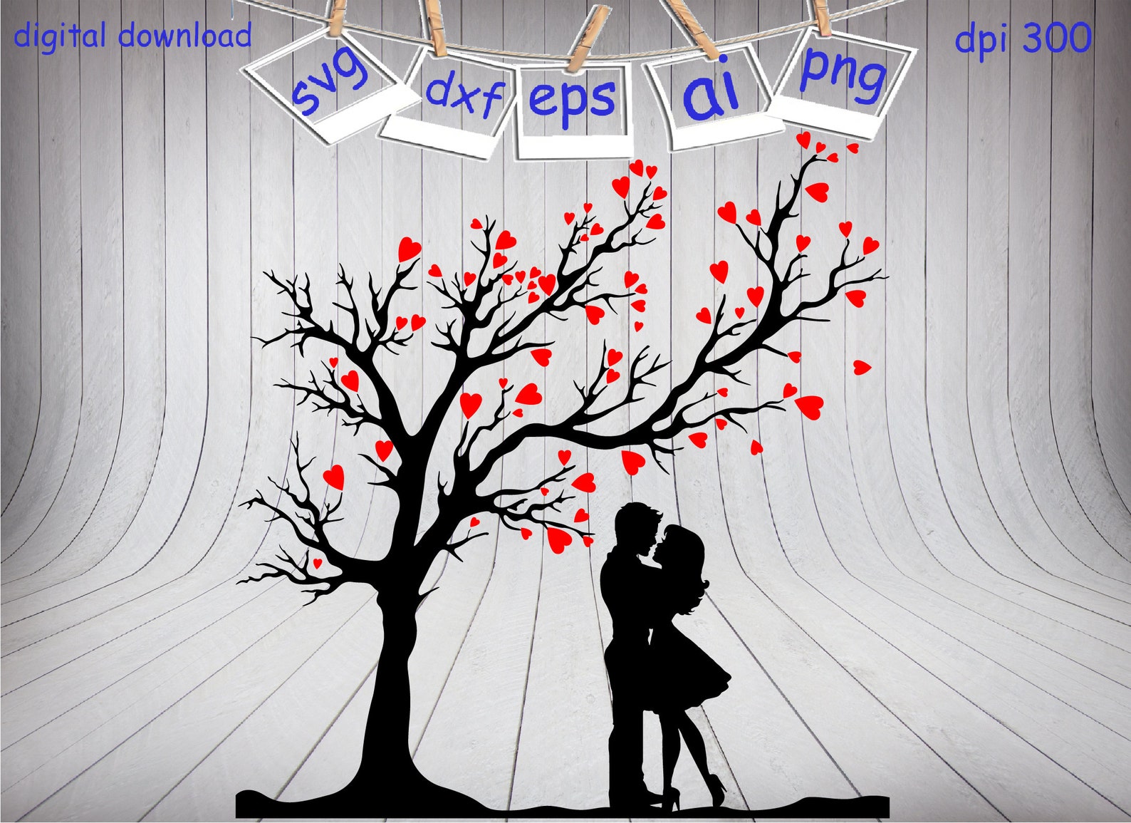 Couple Under Love Tree Svg Romantic Couples Silhouettecouple - Etsy