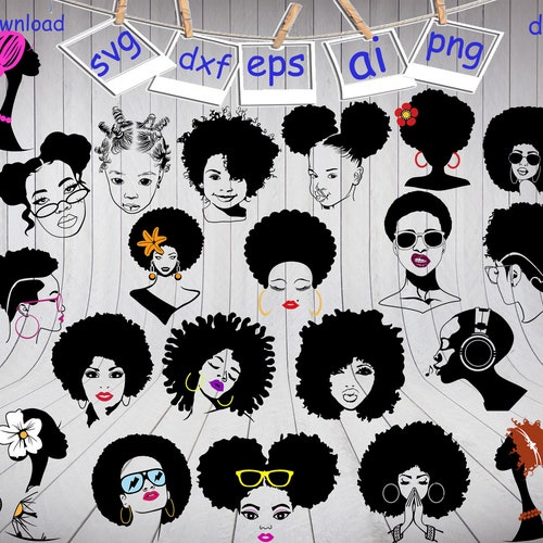 Black Woman Svg Bundle Afro Woman Silhouette Svg Files Etsy