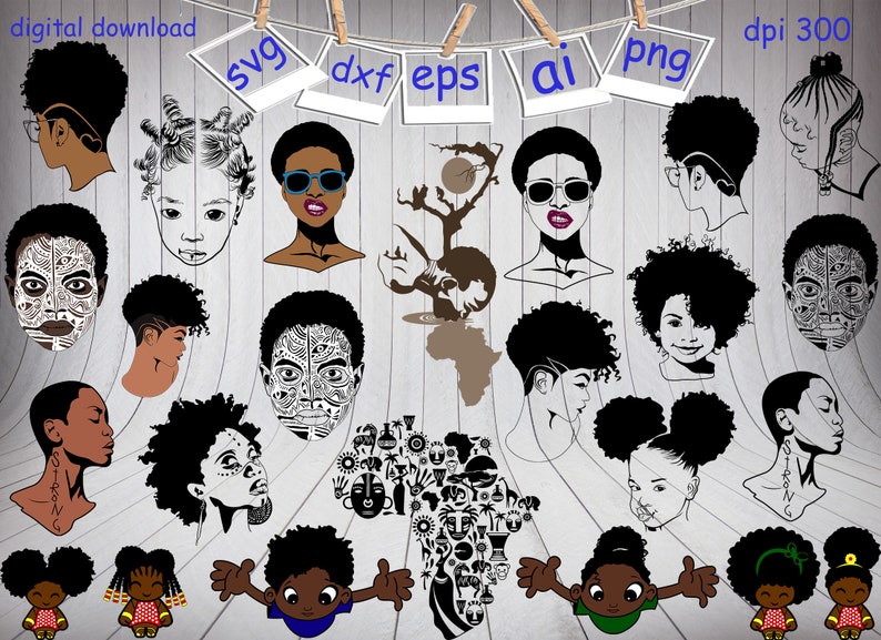 23 Afro Bundle Svg Afro Girl Svg Africa Map Svg Afro - Etsy