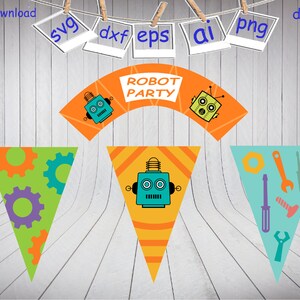 Robots Birthday Party Svg, Robots Birthday Pack Svg, Robots Svg, Digital Download, Robots Bundle ...