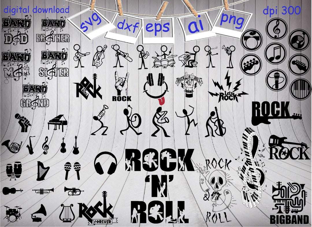 Music Bundle Svg, Musical Instruments Svg, Music Bands Svg, Rock and ...