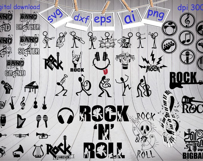 Rock and Roll Svg, Rock Bundle Svg, Rock Forever Svg, Lets Rock Svg ...