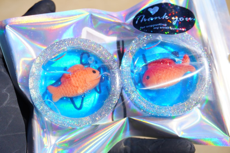 Goldfish Shaker Plugs: Handmade Double Flared Gauges (40-50mm) - Etsy
