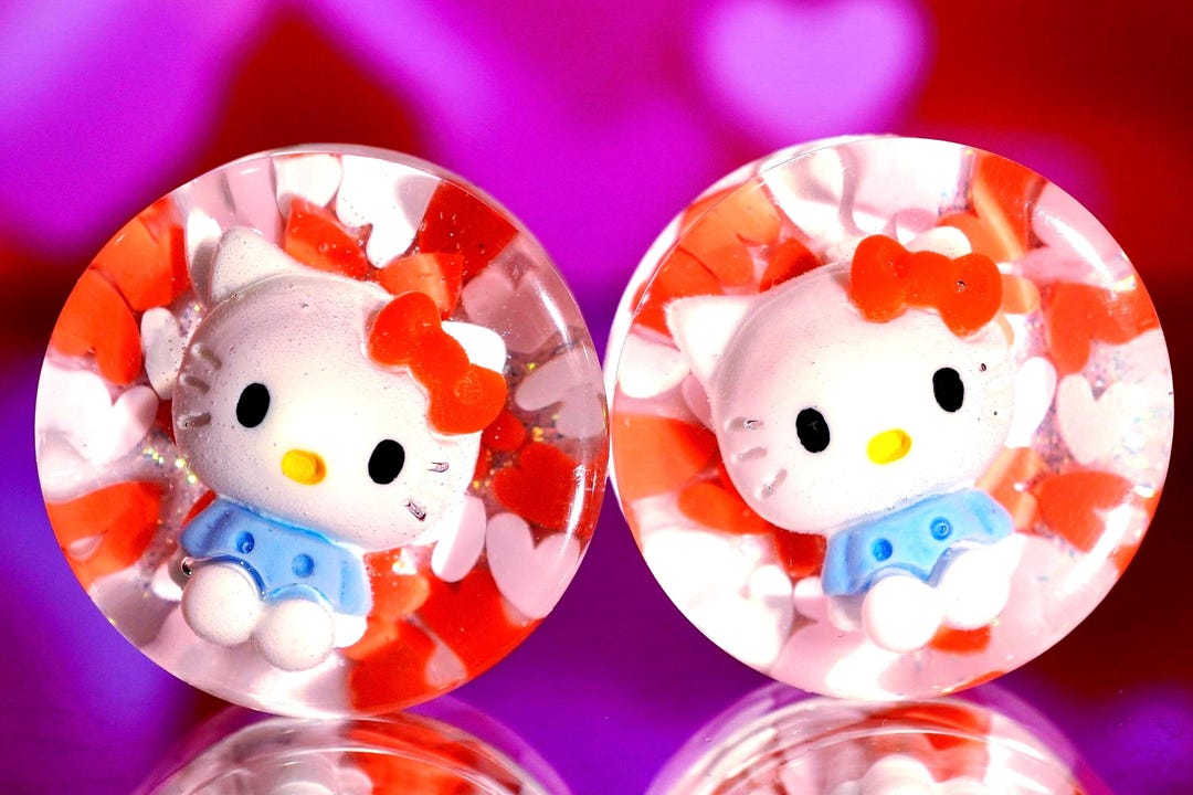 Hello Kitty Resin Ear Plugs: Kawaii Anime Gauge Spacers (22-50mm) - Etsy