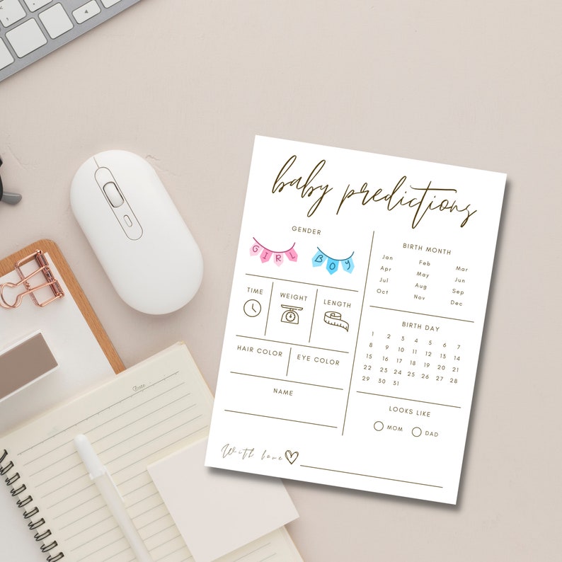 Minimal Baby Shower Predictions for Baby, Wishes for Baby Template ...