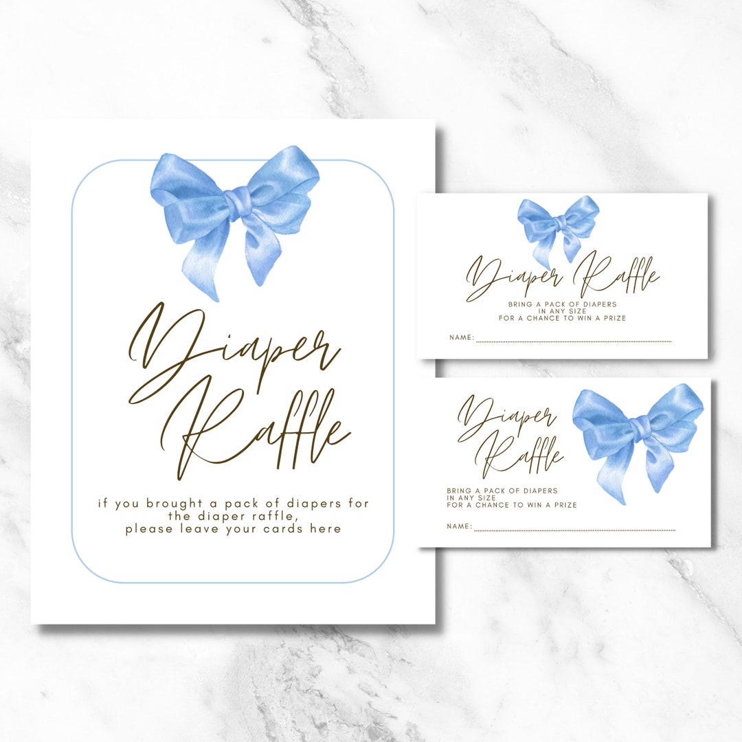 Blue Ribbon Baby Shower Diaper Raffle Template, Baby Shower Diaper ...