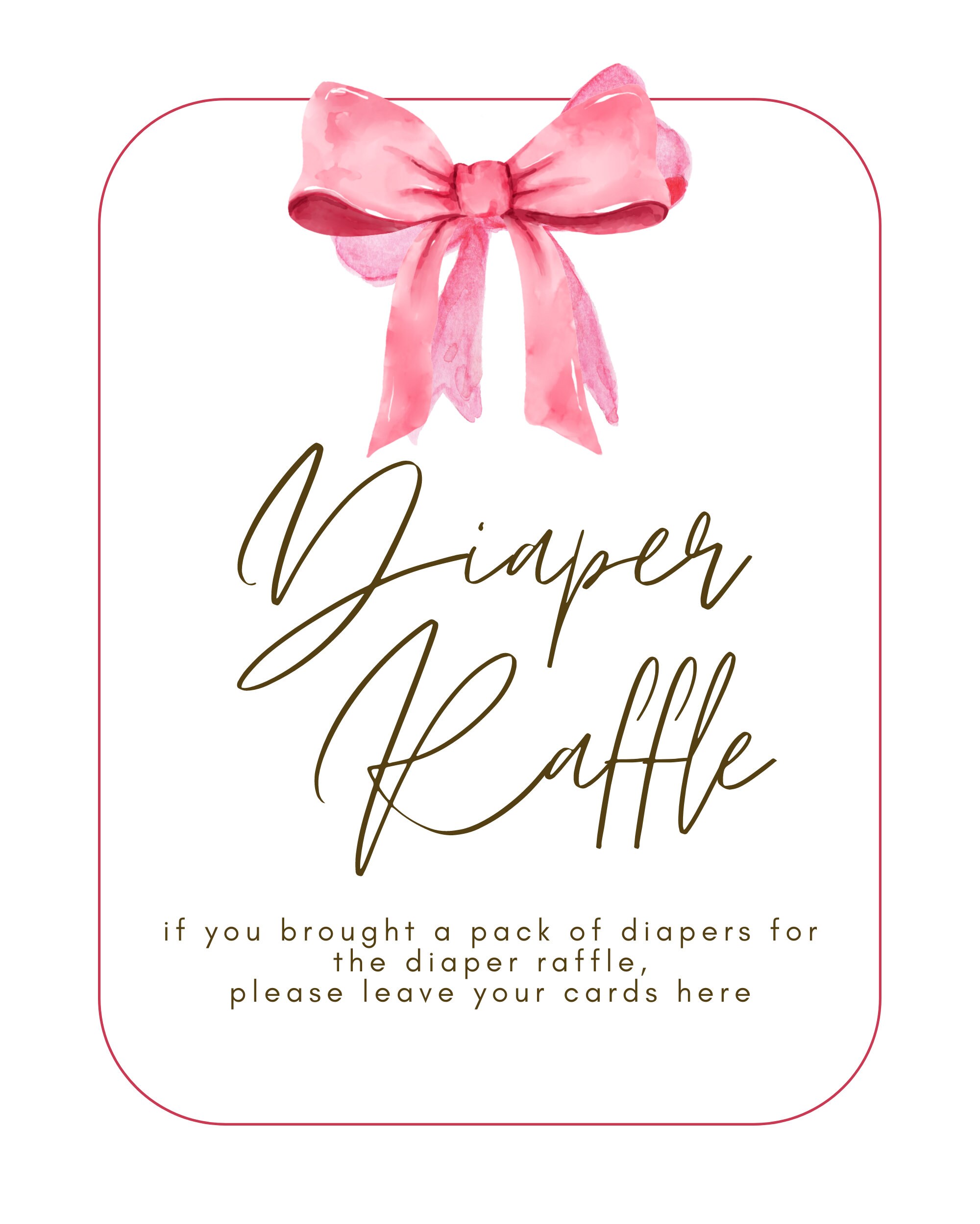 Pink Ribbon Baby Shower Diaper Raffle Template, Baby Shower Diaper ...
