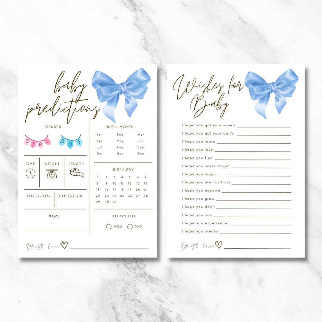 Blue Ribbon Baby Shower Predictions for Baby, Wishes for Baby Template ...