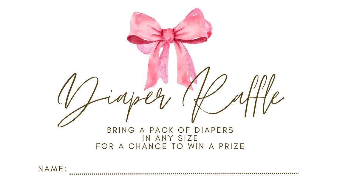 Pink Ribbon Baby Shower Diaper Raffle Template Baby Shower - Etsy