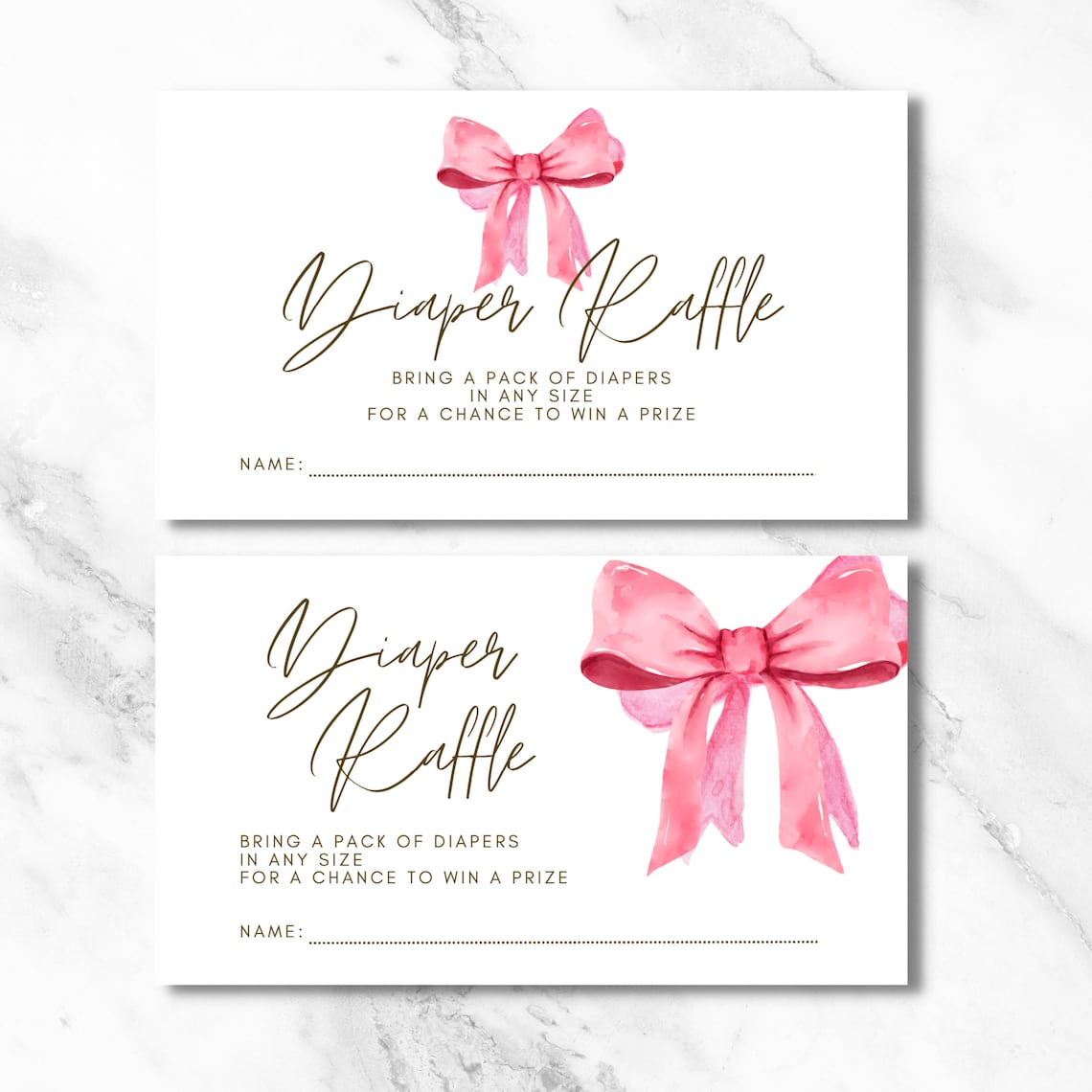 Pink Ribbon Baby Shower Diaper Raffle Template, Baby Shower Diaper ...