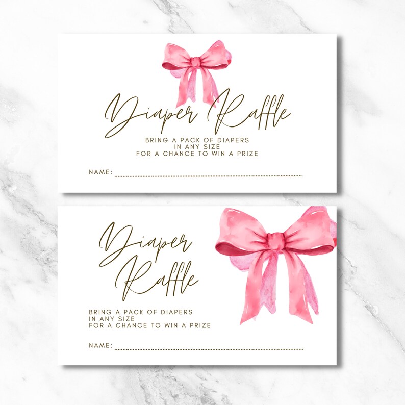 Pink Ribbon Baby Shower Diaper Raffle Template, Baby Shower Diaper ...