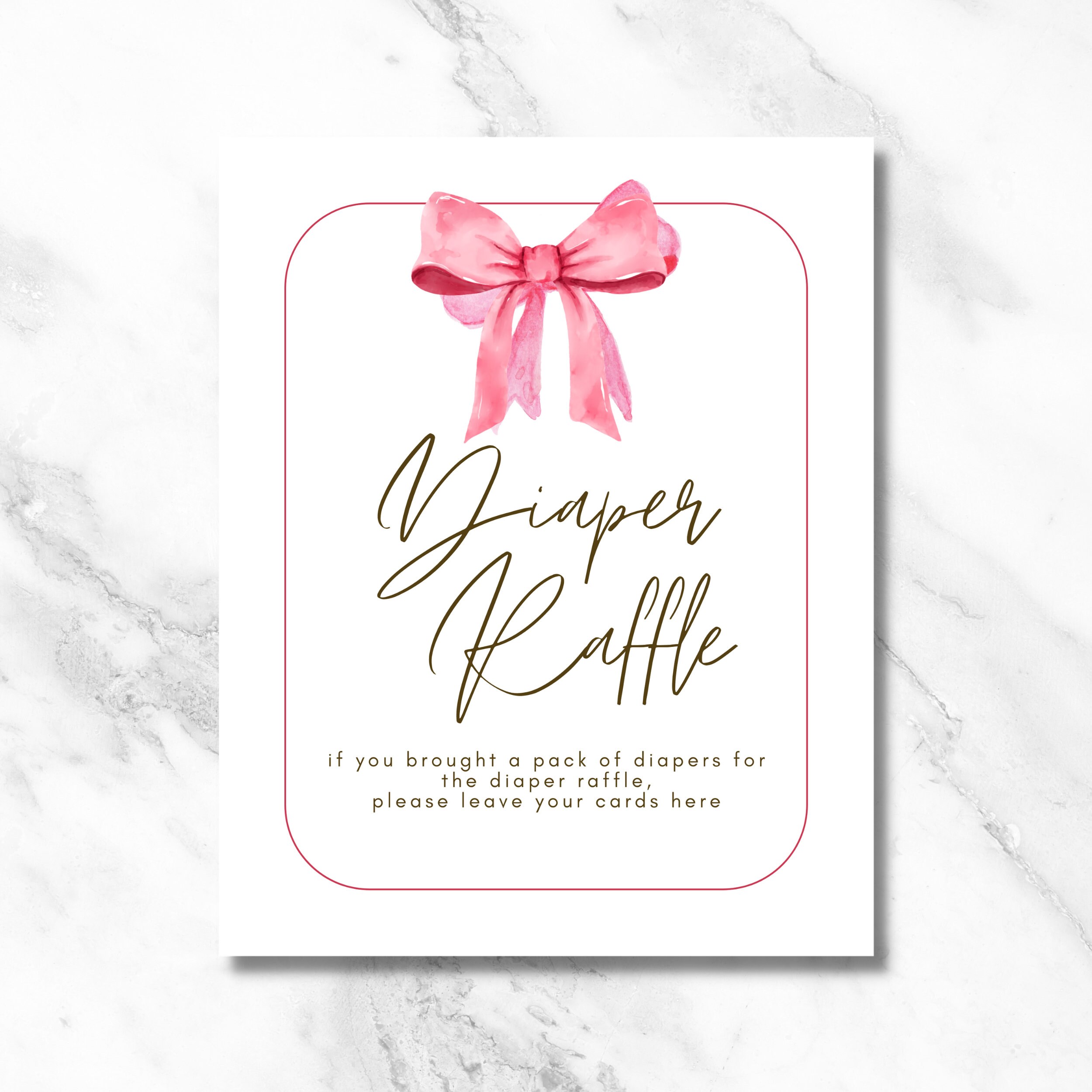 Pink Ribbon Baby Shower Diaper Raffle Template, Baby Shower Diaper ...
