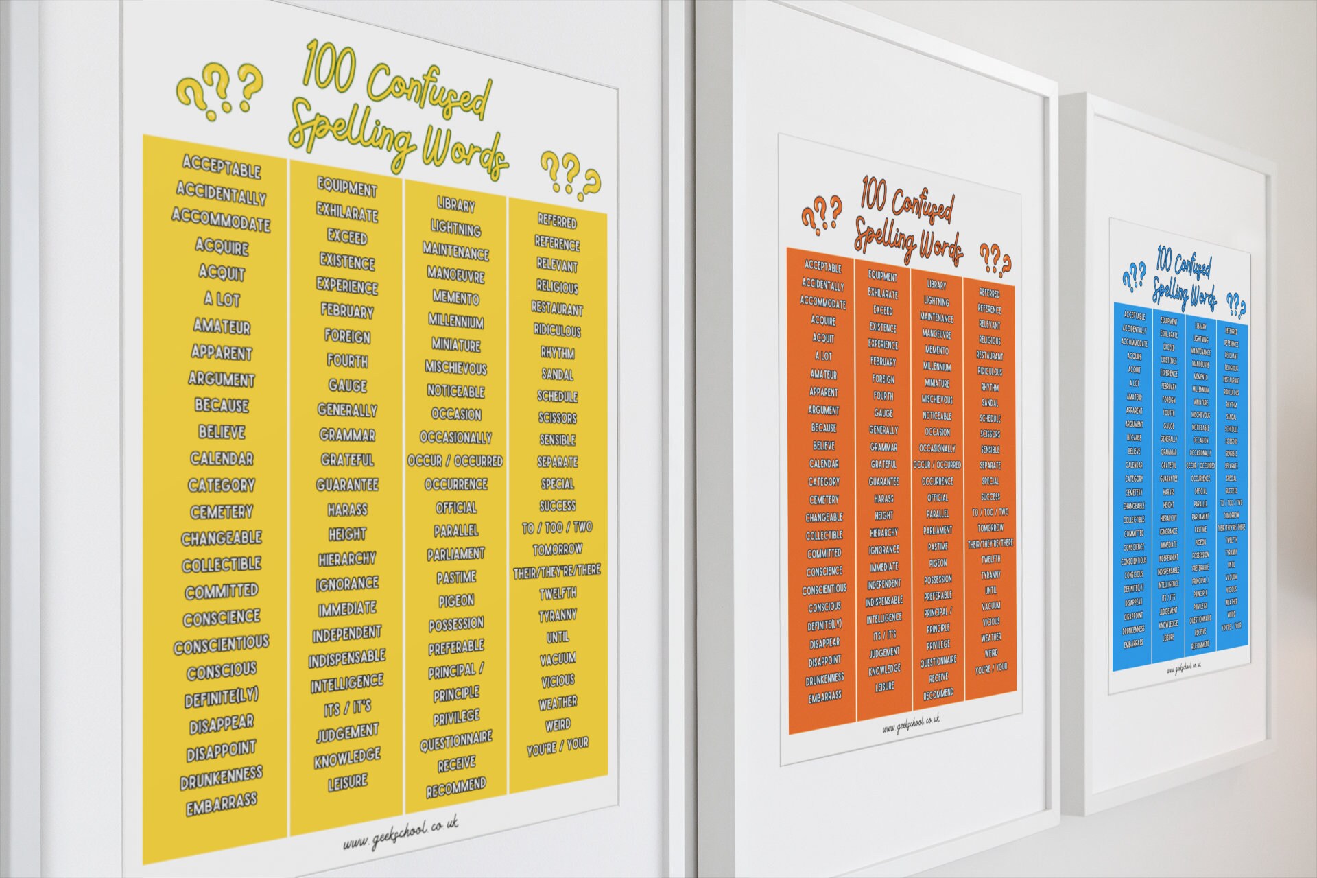 100 Confused Spelling Words Bright Colours Spelling Printable ...