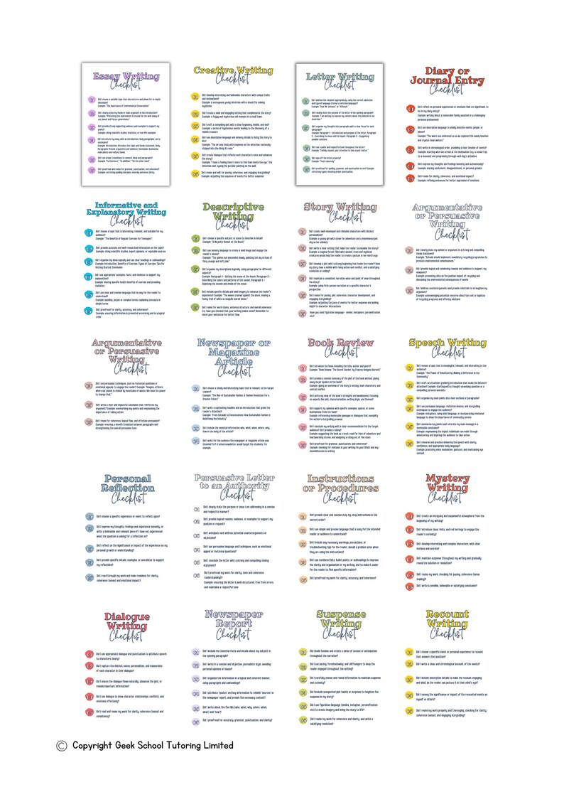 20 Writing Prompt Checklist (cheat Sheet) Bundle | Writing Prompts ...