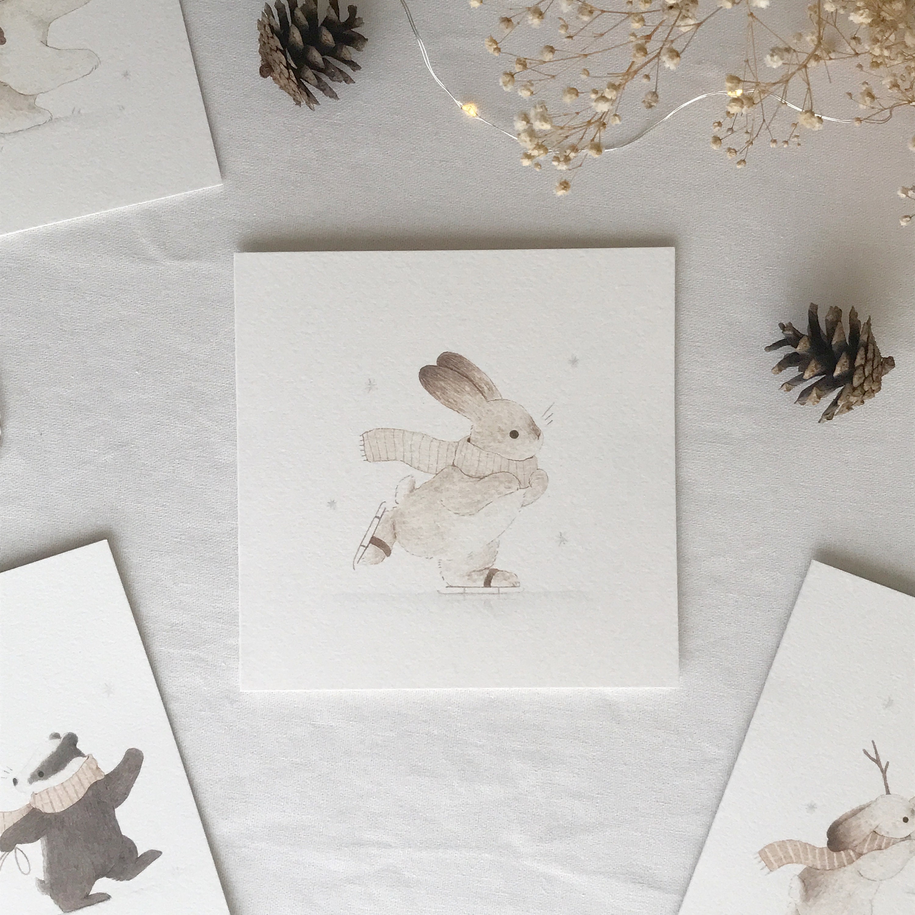 Rabbit Christmas Cards - Etsy UK