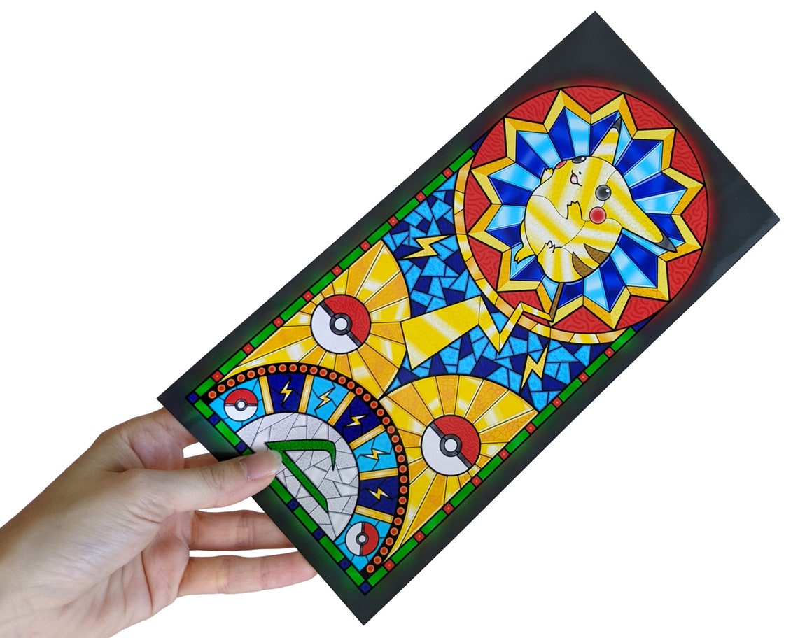 Pikachu Stained Glass Print | Digital Illustration | Choose Your Size ...